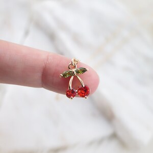 Cherry Gold Necklace, Cherry Charm Necklace, Best Friend Gift, 14K Gold ...