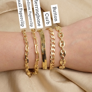 Gold Link Chain Bracelets, Stack Bracelets, 18k Gold Filled Bracelets ...