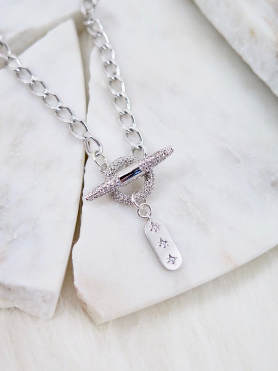 Silver Link Chain Necklace Celestial Chain Layering Chain - Etsy