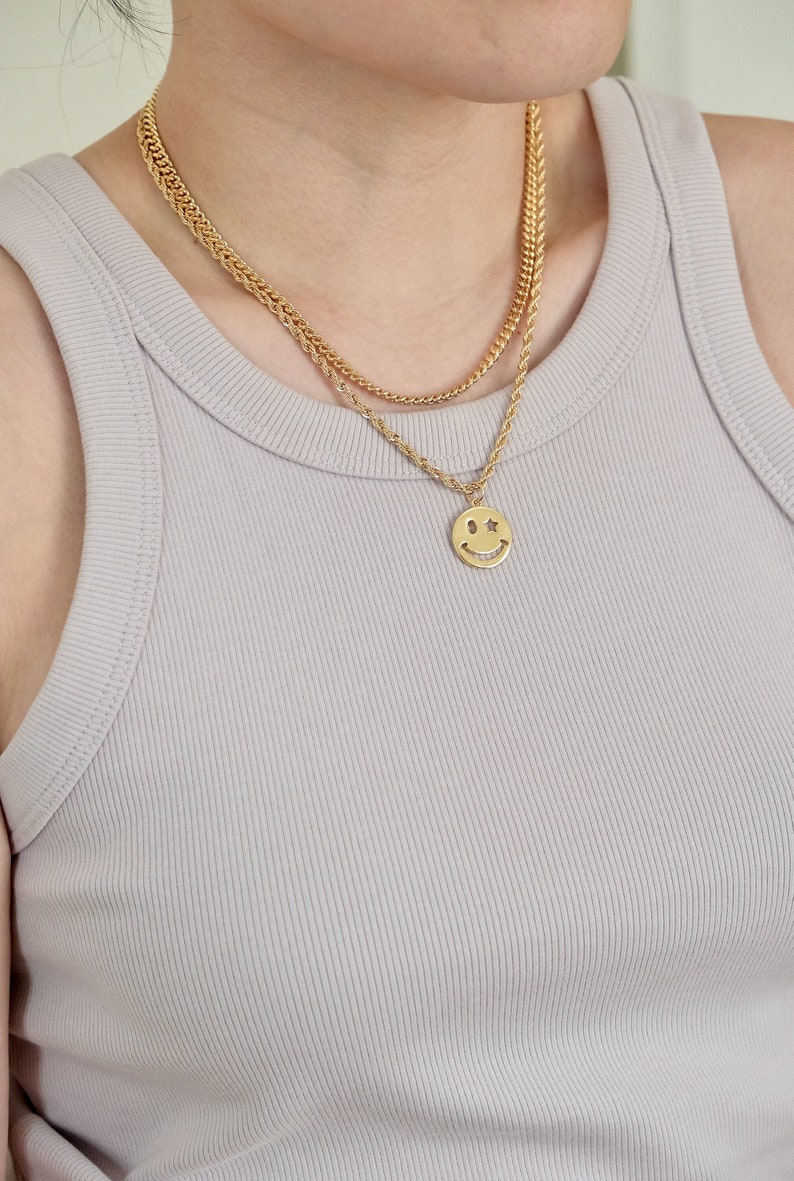 Smiley Face Necklace, 18K Gold Filled, Gold Smile Face Necklace, Gold ...