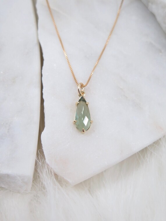 Tear Drop Necklace 18K Gold Filled Box Chain Necklace | Etsy