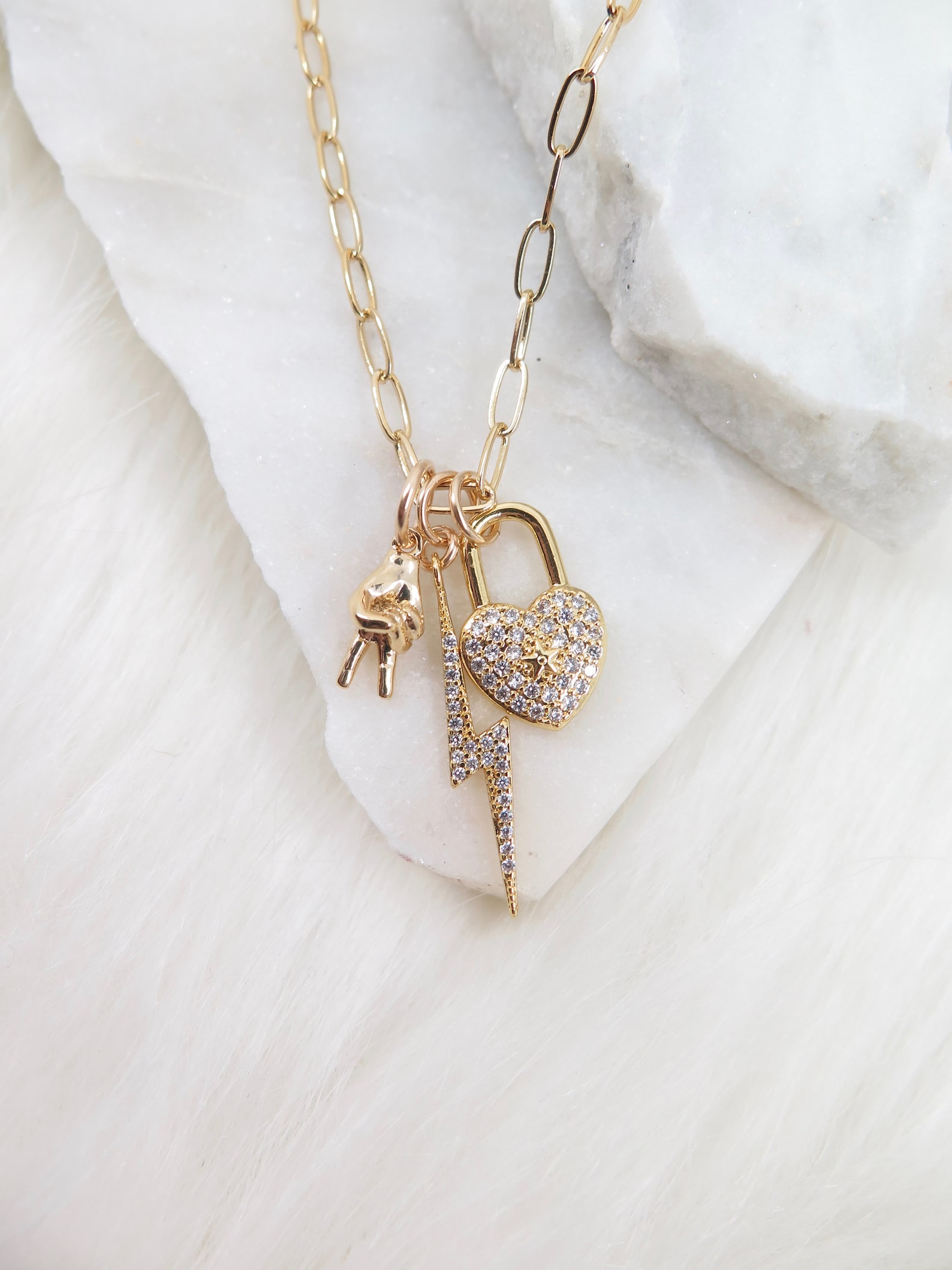 Gold Padlock Necklace Peace Sign Necklace 18K Gold Filled - Etsy