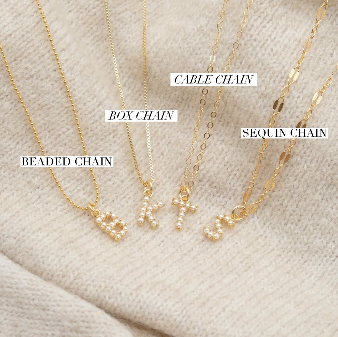 Tiny Pearl Initial Necklace Personalized Necklace Letter - Etsy