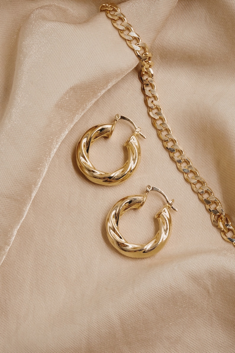 Gold Chunky Hoop Earrings 18K Gold Filled Thick Gold Hoop | Etsy