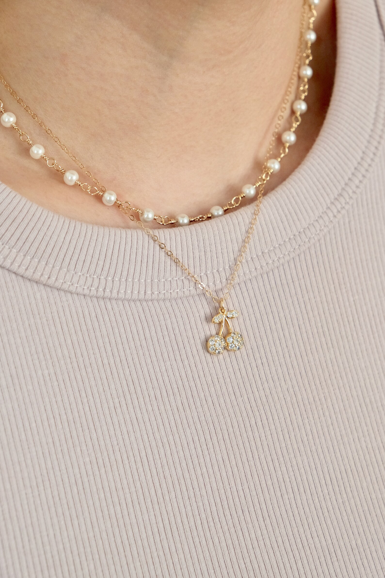 Cherry necklace Silver Cherry necklace Simple necklace | Etsy