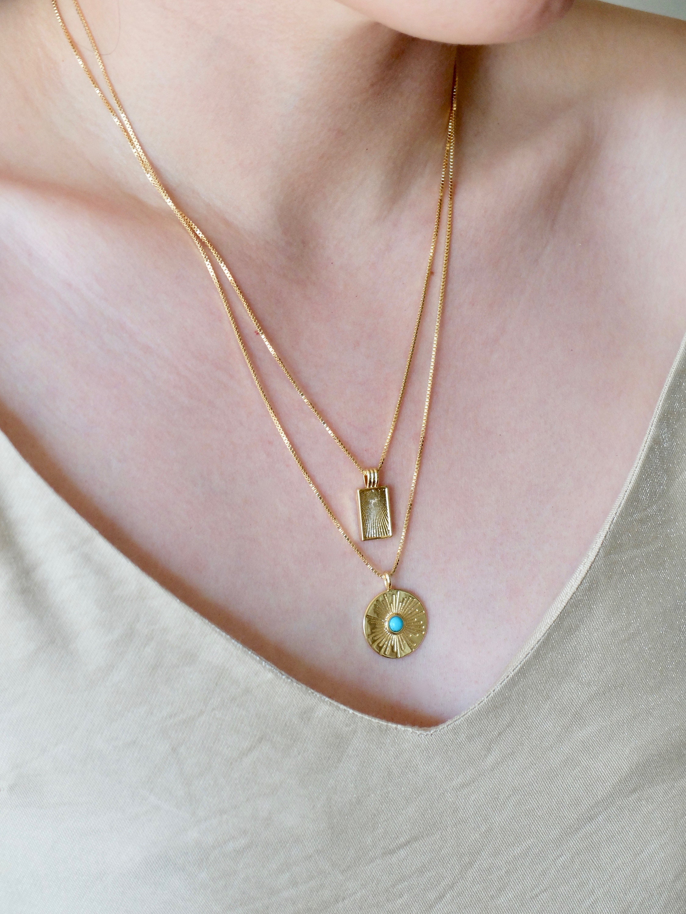 Gold Medallion Necklace Coin Dainty Chain 14K Gold Filled | Etsy