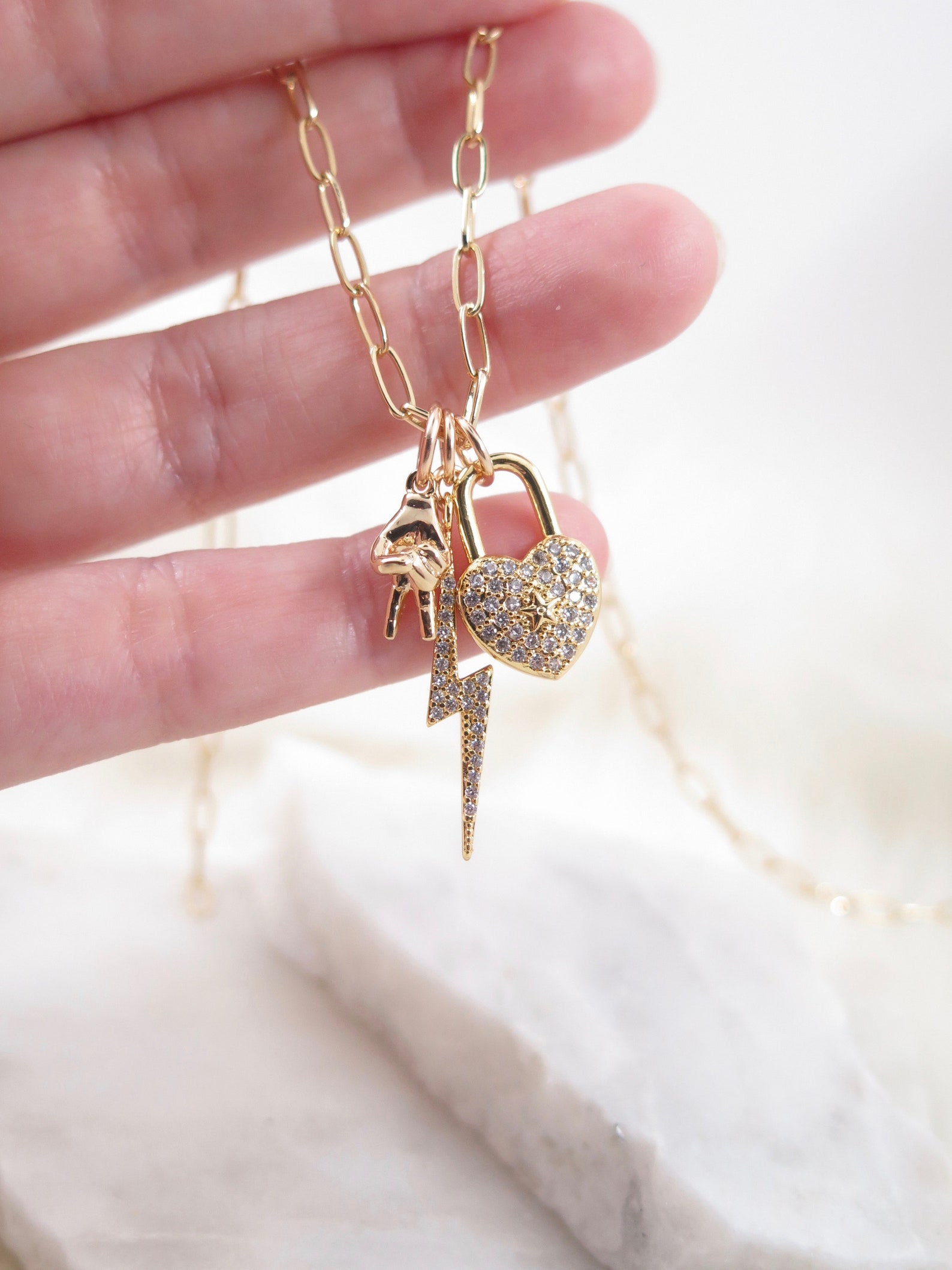 Gold Padlock Necklace Peace Sign Necklace 18K Gold Filled - Etsy