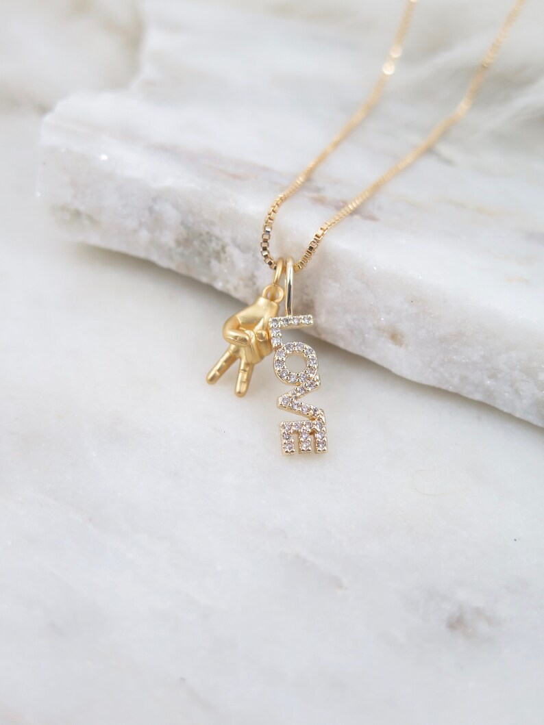 Love Necklace Peace Sign Necklace Gold Filled Necklace - Etsy