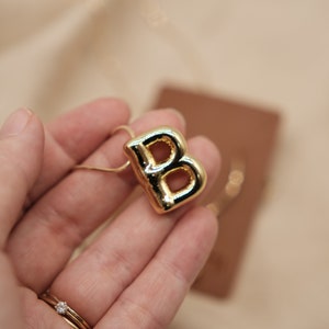 18K Gold Filled Bubble Initial Necklace, Letter Necklace, Gold Initial ...