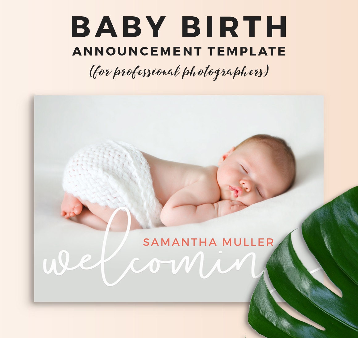 Birth Announcement Template - Baby Birth Announcement Card - 7X5 Photo ...