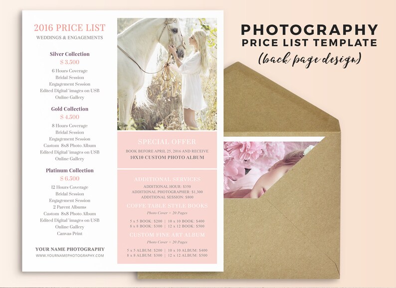 Price List Photoshop Template Wedding Photography Pricing - Etsy Price List Photoshop Template Wedding Photography Pricing - Etsy
