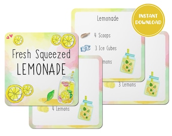 Printable Lemonade Recipe Cards | Printable Activity for Kids | Sensory ...