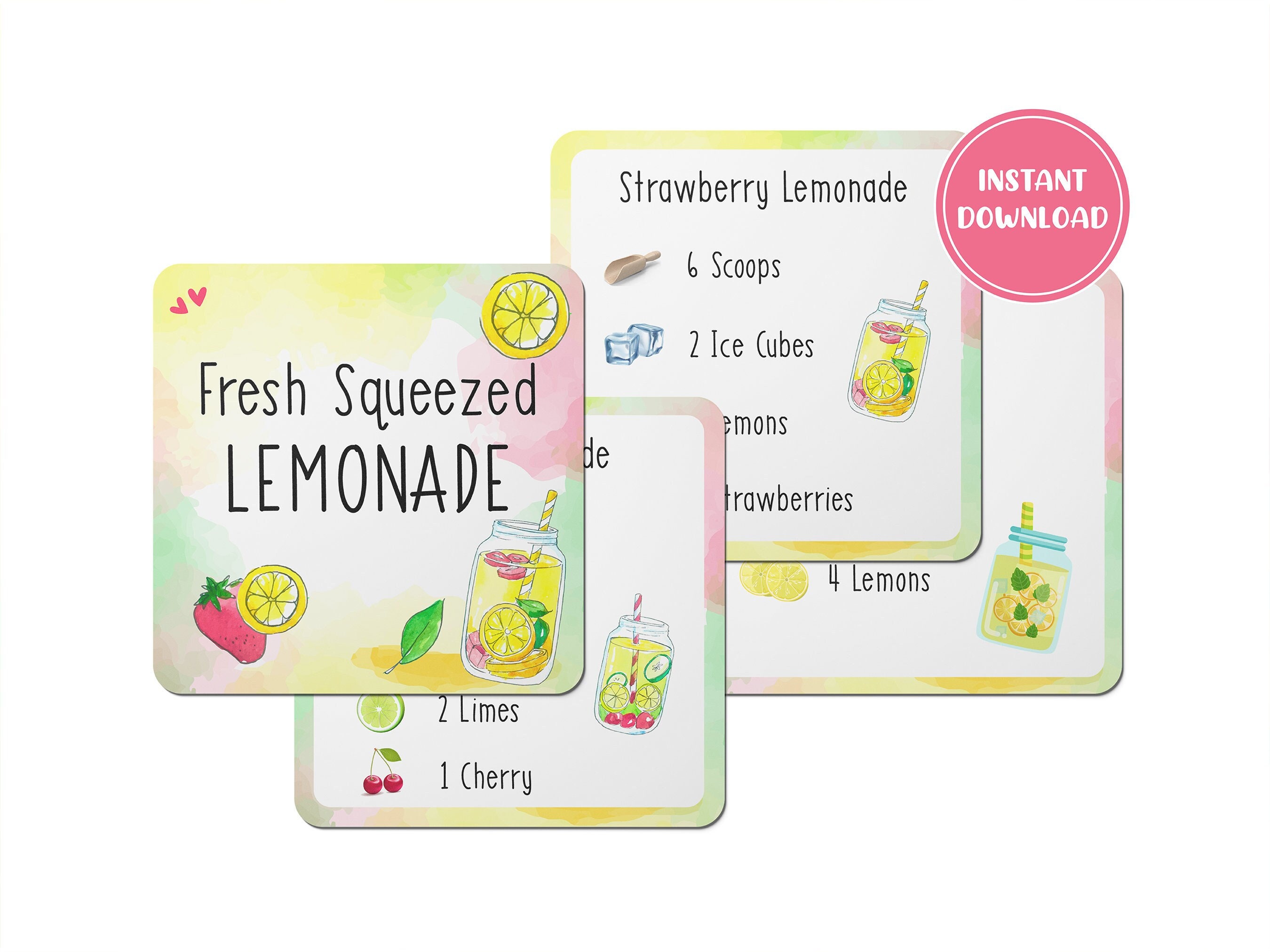 Printable Lemonade Recipe Cards | Printable Activity for Kids | Sensory ...