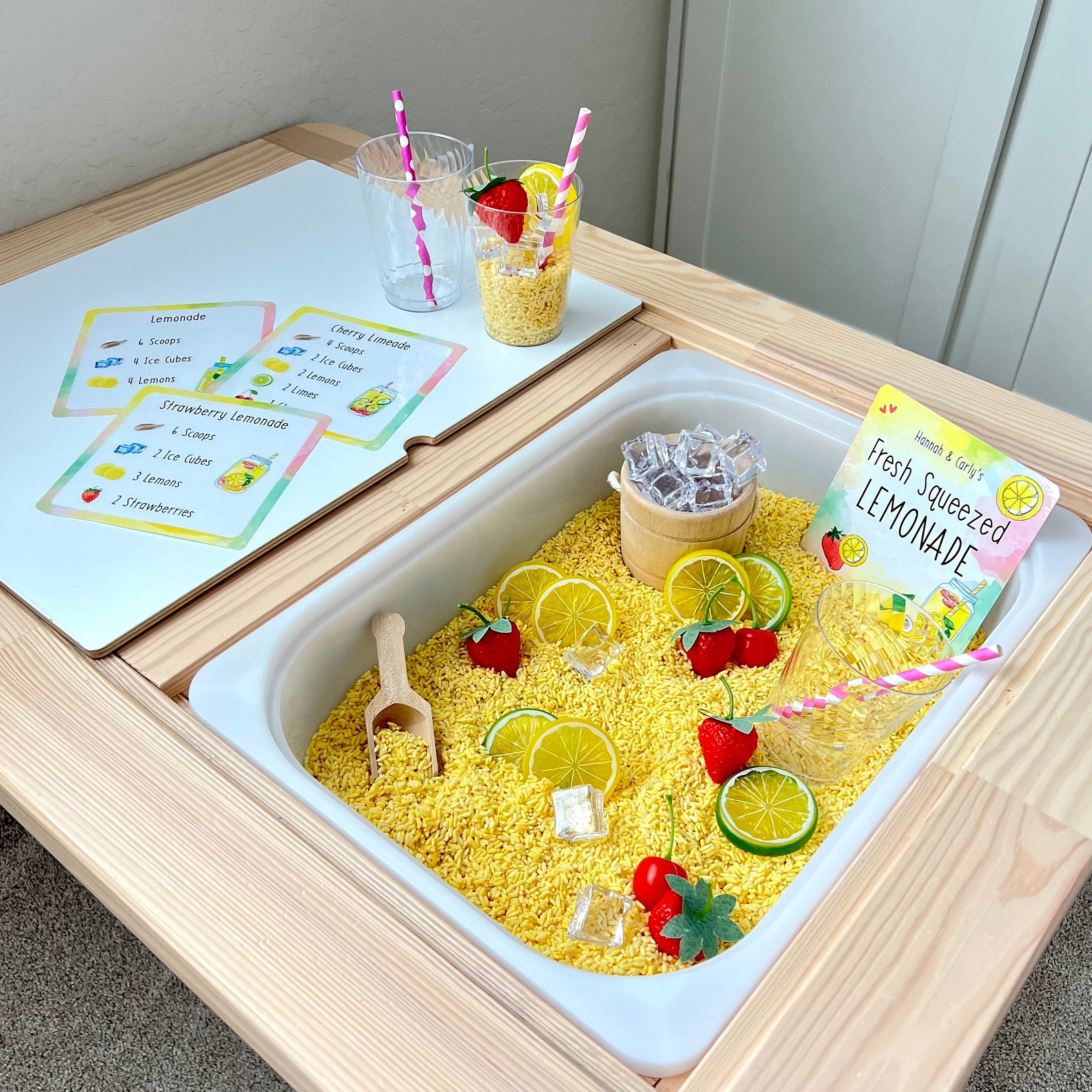 Printable Lemonade Recipe Cards | Printable Activity for Kids | Sensory Bin | Kid Activities - Etsy