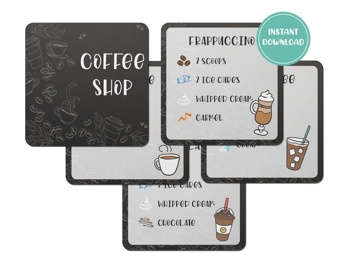Printable Coffee Shop Recipe Cards | Printable Activity for Kids ...