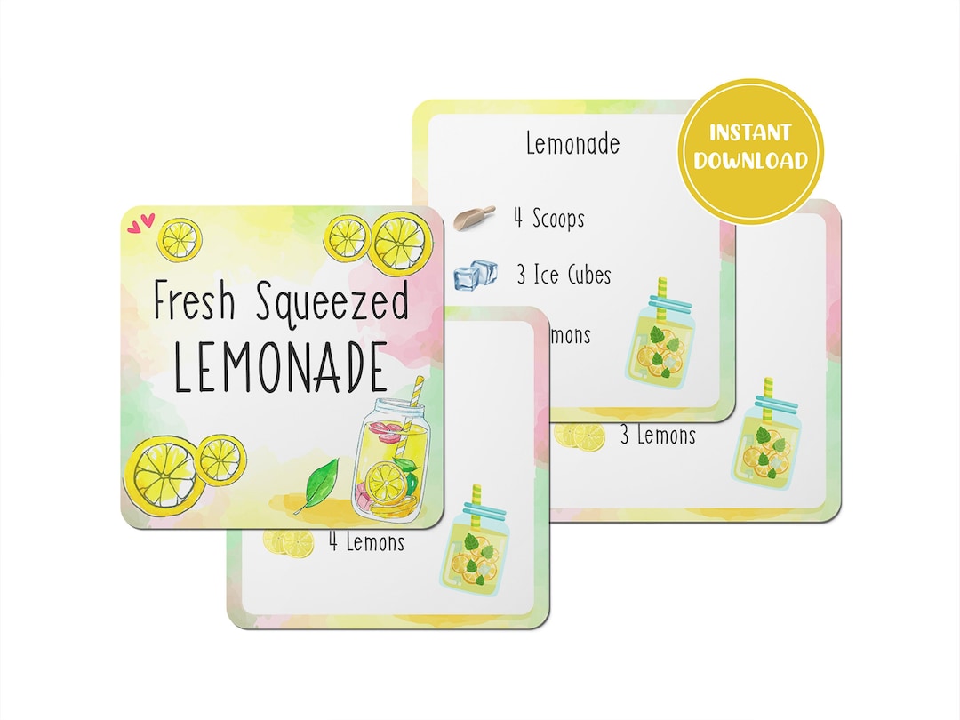 Printable JUST Lemonade Recipe Cards | Printable Activity for Kids ...