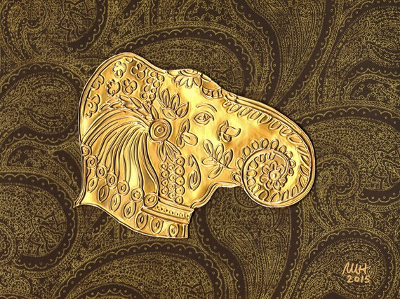 Handmade Embossed Gold Goldtone Aluminum Metal Art Paisley | Etsy