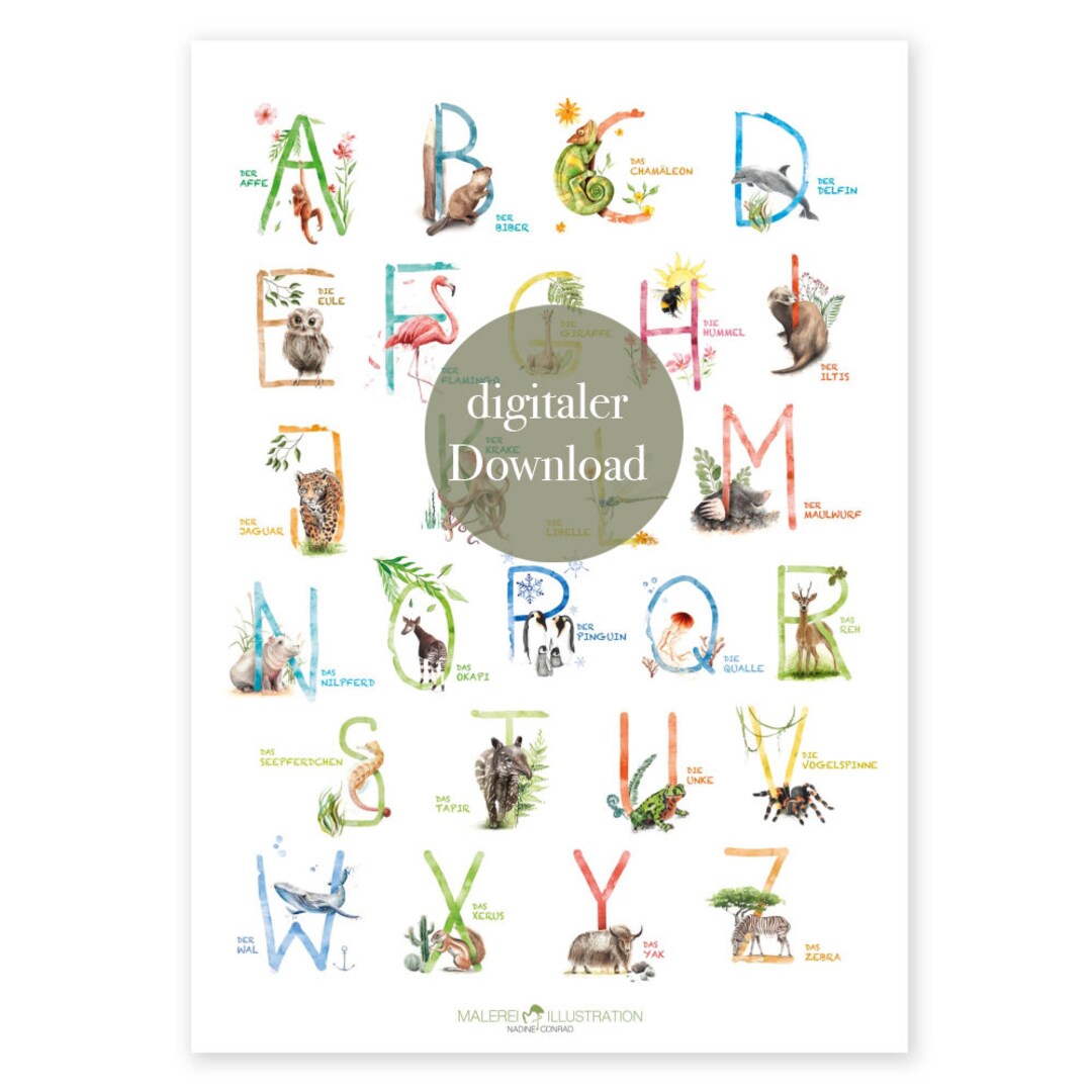ABC Poster, ABC Poster Animals, Animal ABC, Learning Poster, Digital ...