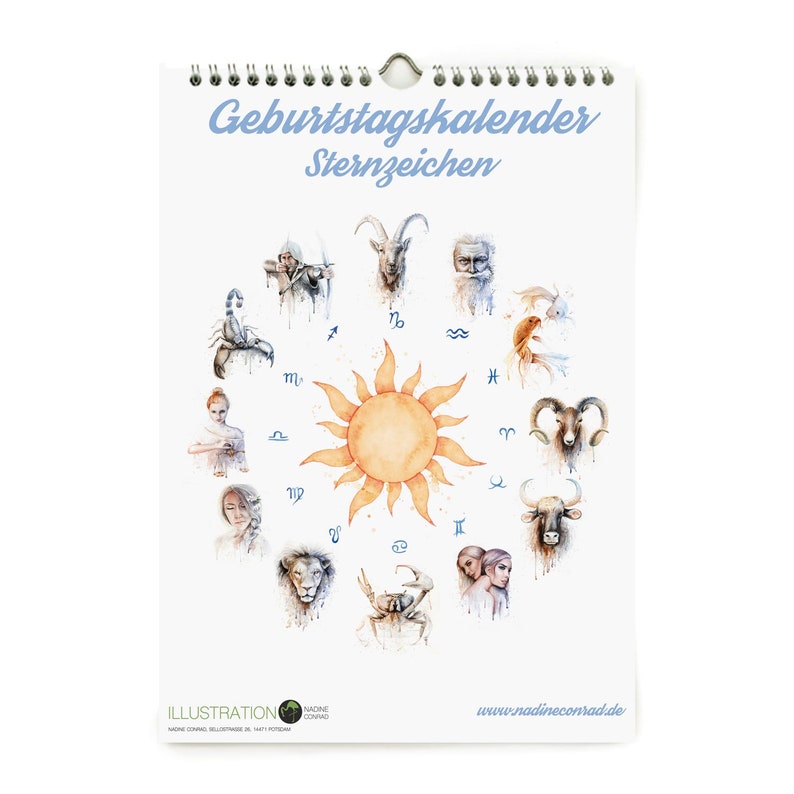 Geburtstagskalender Sternzeichen, Wandkalender, Kalender, immerwährend ...
