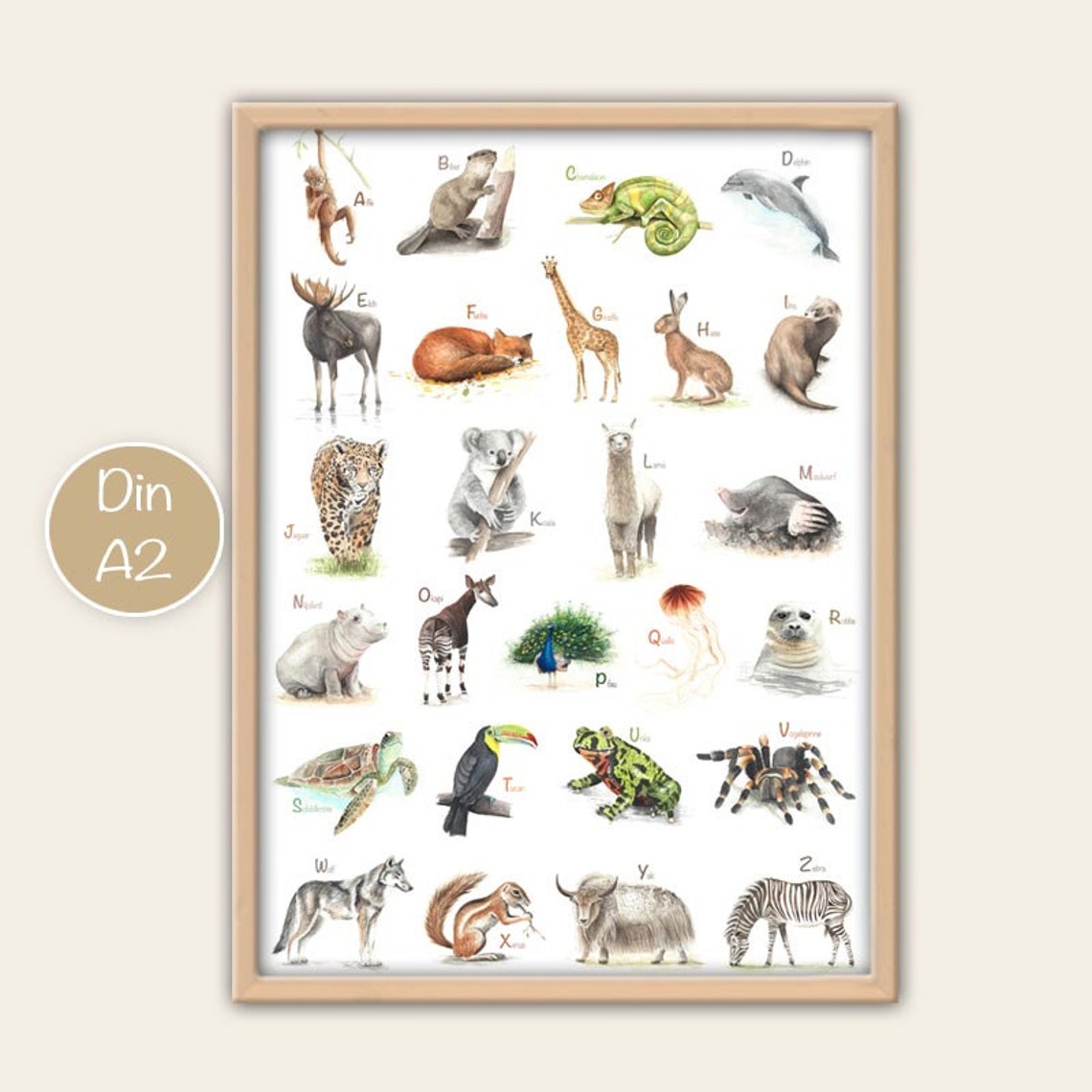 ABC Poster Animals | Etsy