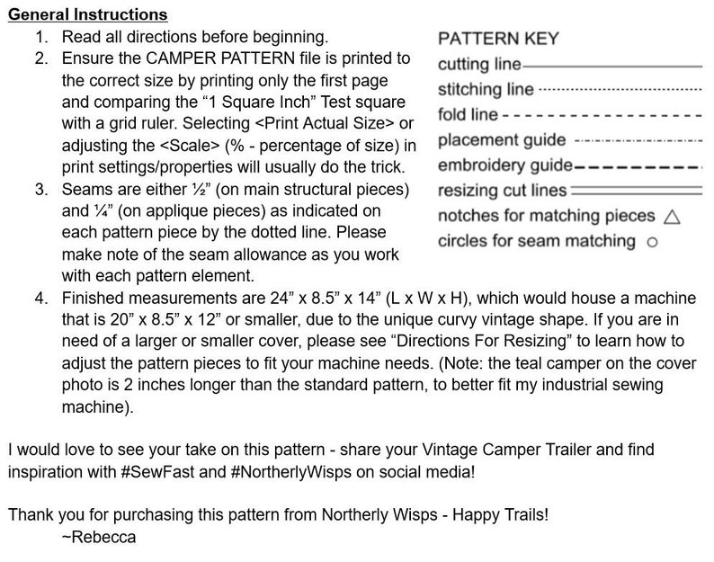 SEWFAST Vintage Camper Trailer Sewing Machine Cover PDF - Etsy