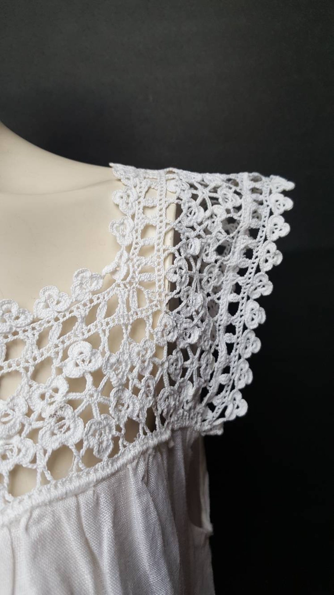 Hand Crochet Top Light Linen Material Antique Crop Top Mod Style ...