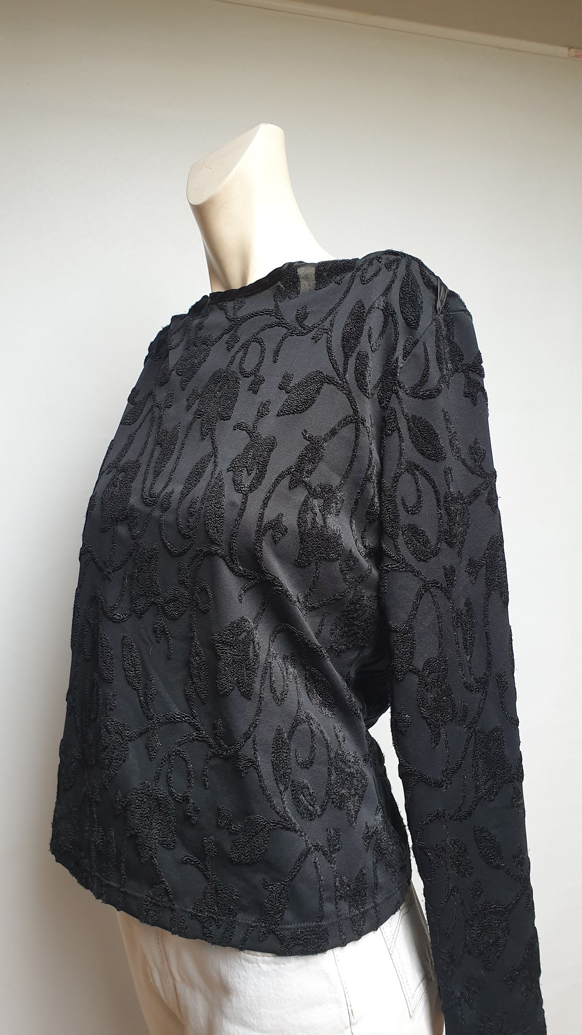 Vintage 90s Nara Maglie Sweater Devore Burned Out Floral Pattern Unique ...