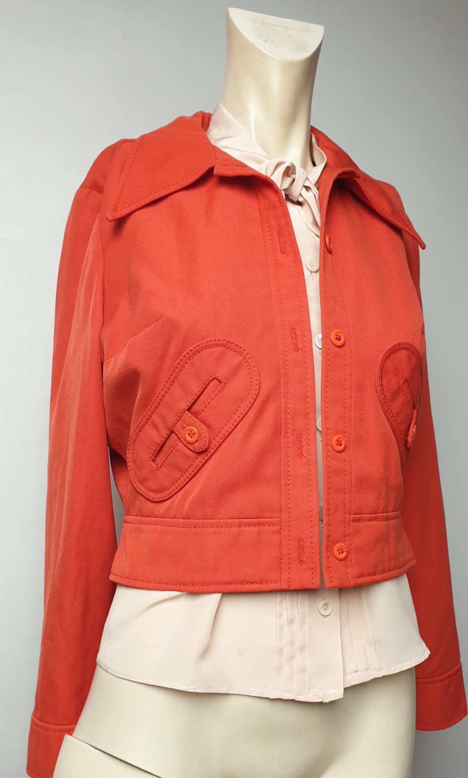 Short 70s Jacket Red Seventies Jacket Retro Style Short Red Jacket Made ...