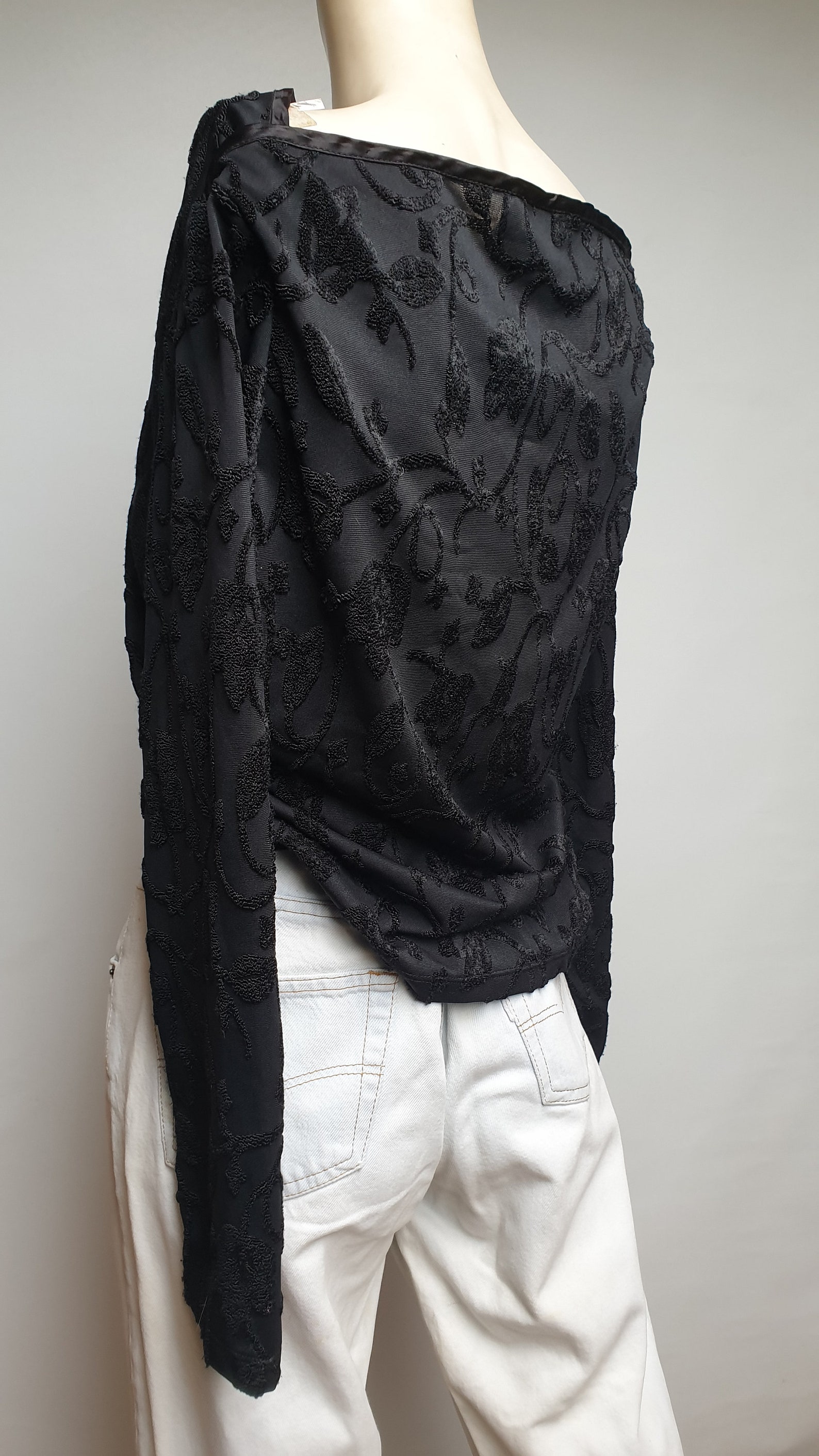 Vintage 90s Nara Maglie Sweater Devore Burned Out Floral Pattern Unique ...
