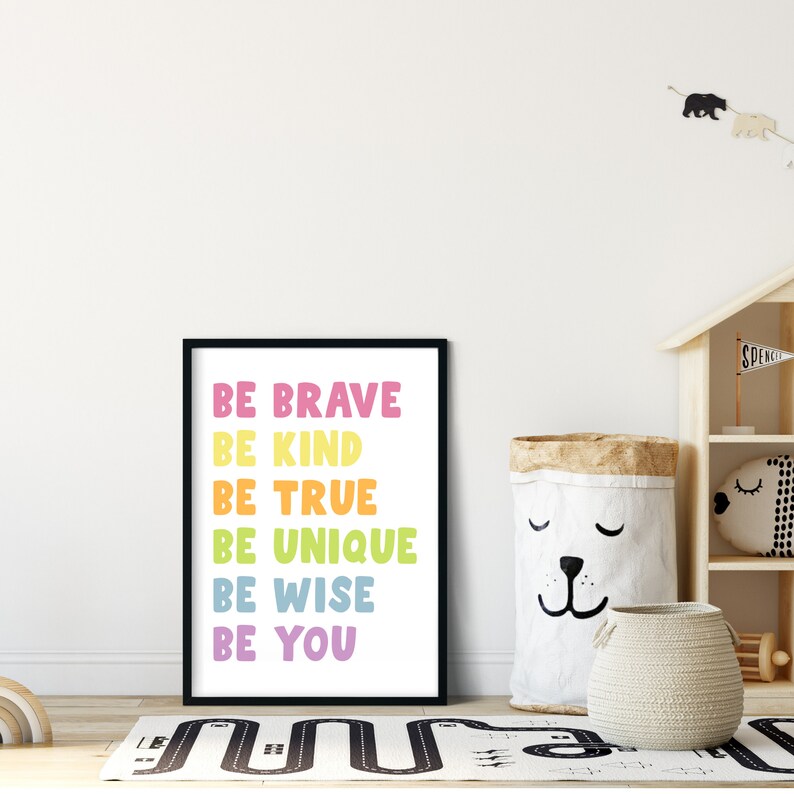 Affirmation Wall Art Playroom Wall Art Printable Be Brave | Etsy