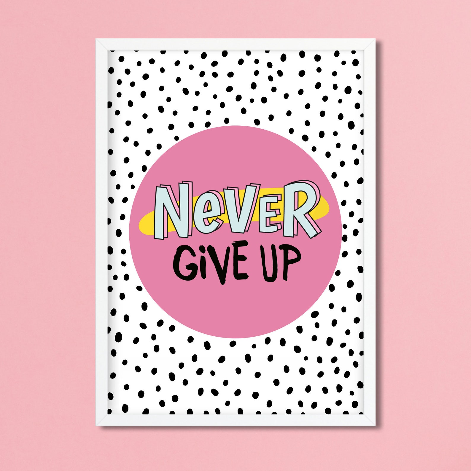 Never Give up Print | Resilience Gift | Empowering Pink Print | Instant ...