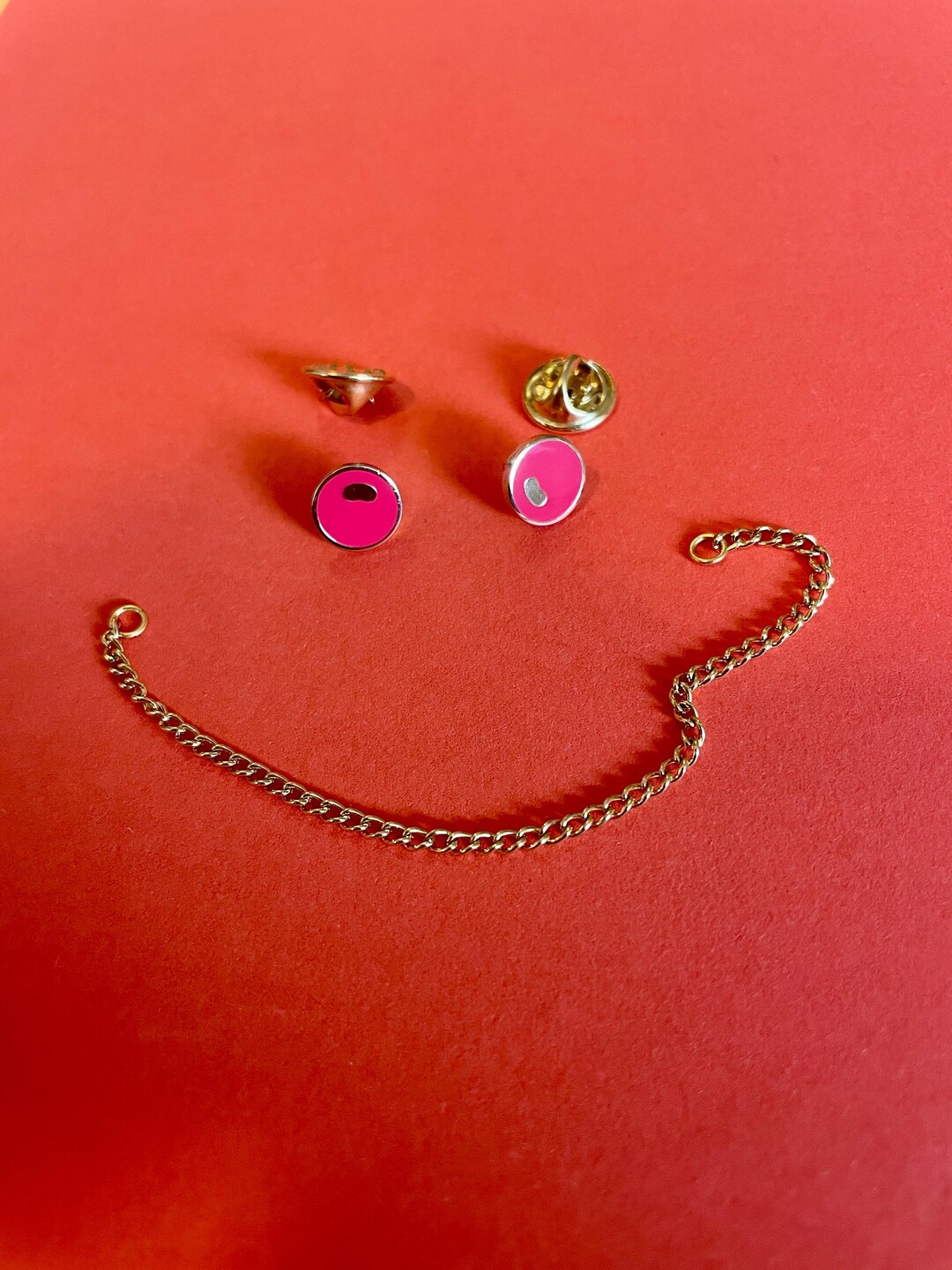 Red Button Enamel Pins, 3-way Collar Pins - Etsy
