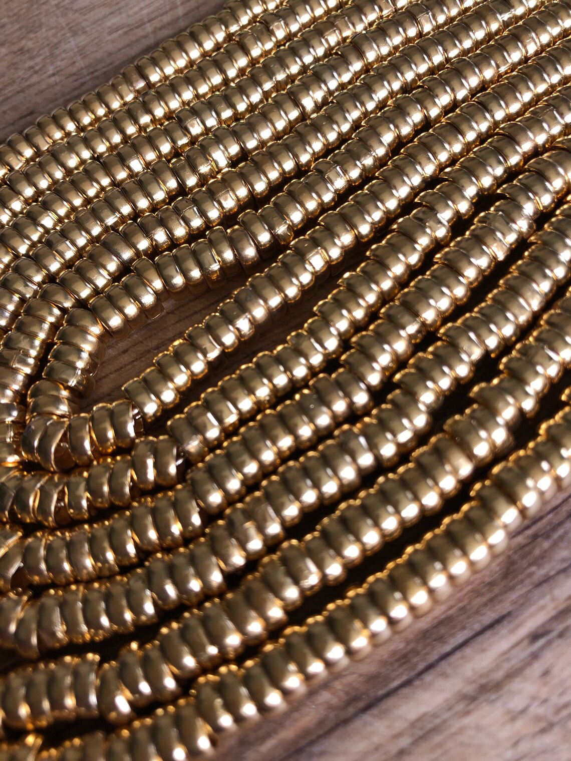 Incan Annular Bead Necklace in Gold Color 44 Inch - Etsy