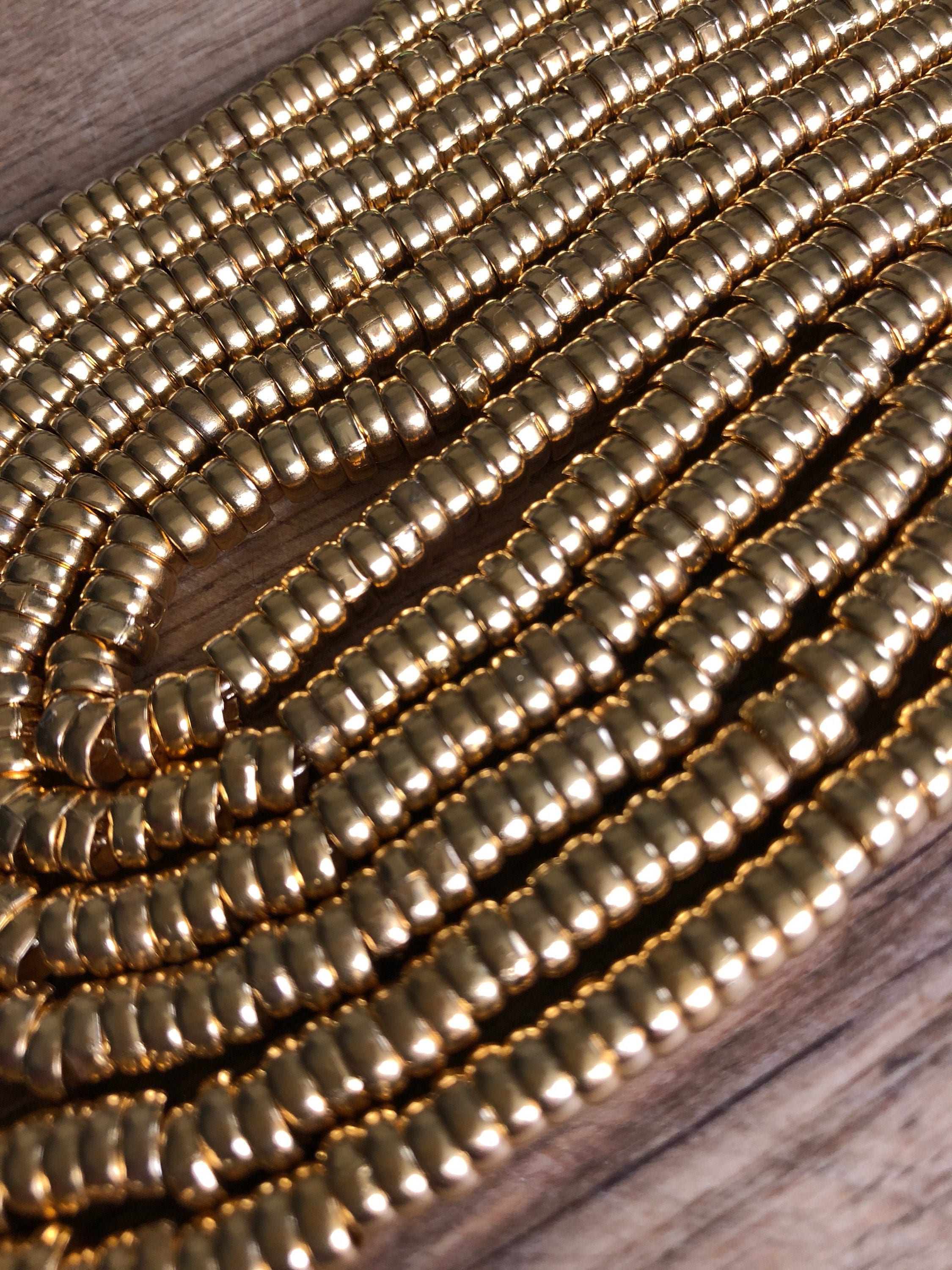 Incan Annular Bead Necklace in Gold Color 44 Inch - Etsy