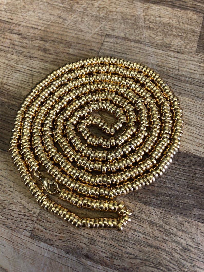 Incan Annular Bead Necklace in Gold Color 44 Inch - Etsy