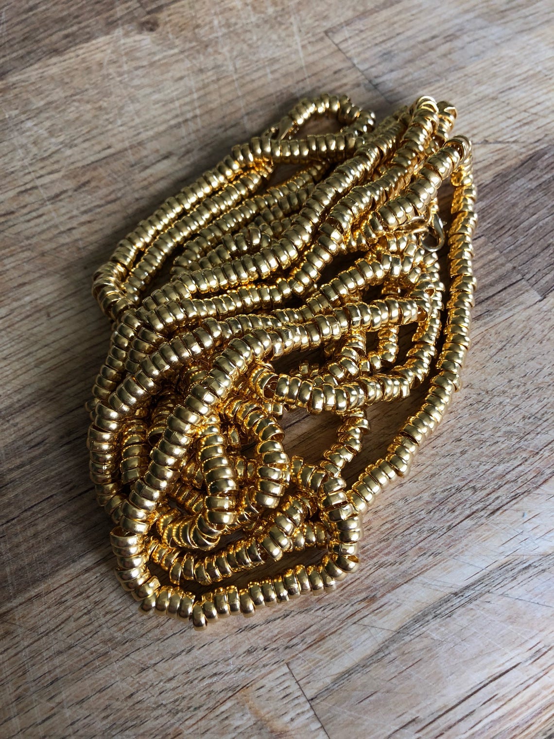 Incan Annular Bead Necklace in Gold Color 44 Inch - Etsy