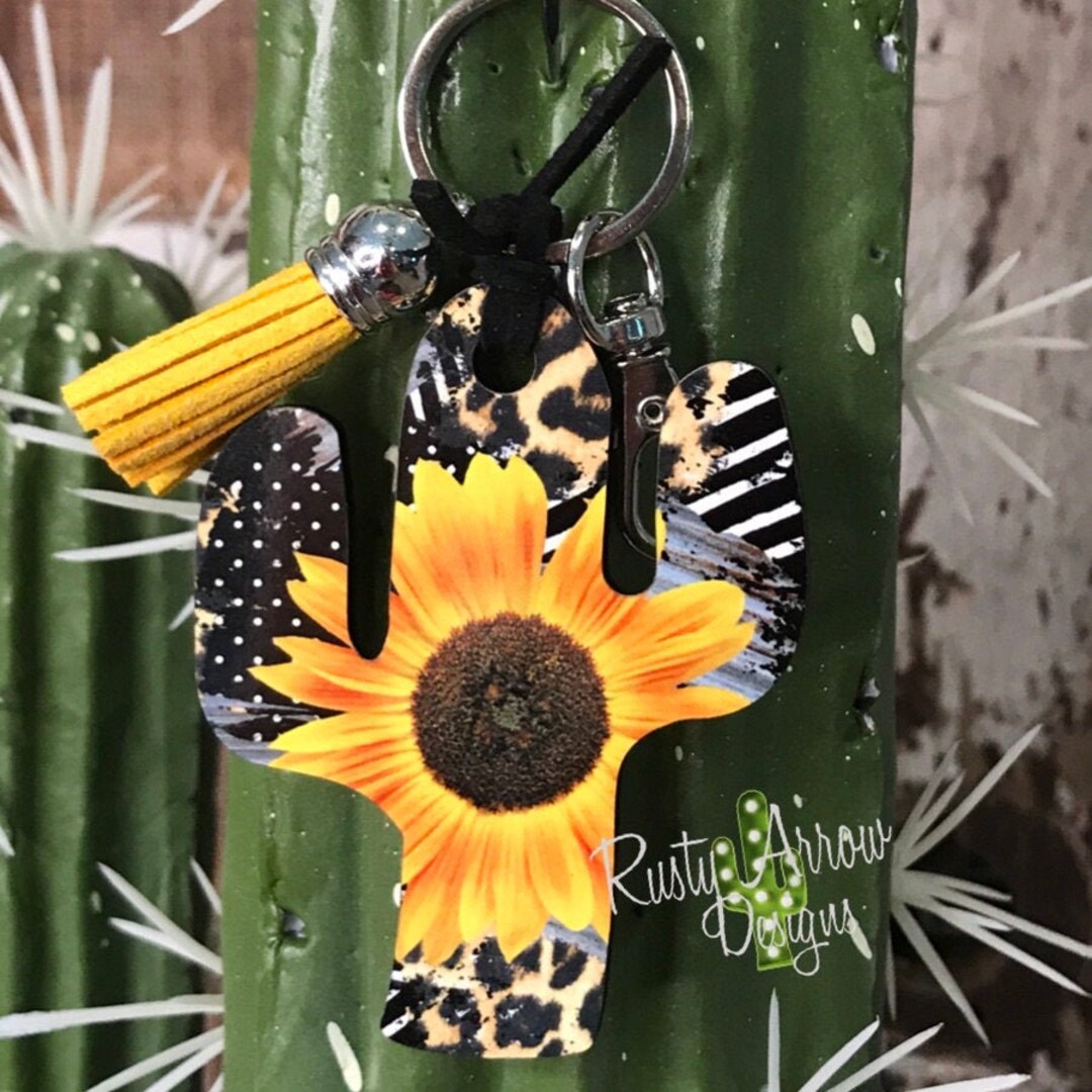 Key Chain Vintage Cheetah Sunflower Cactus Key Chain - Etsy