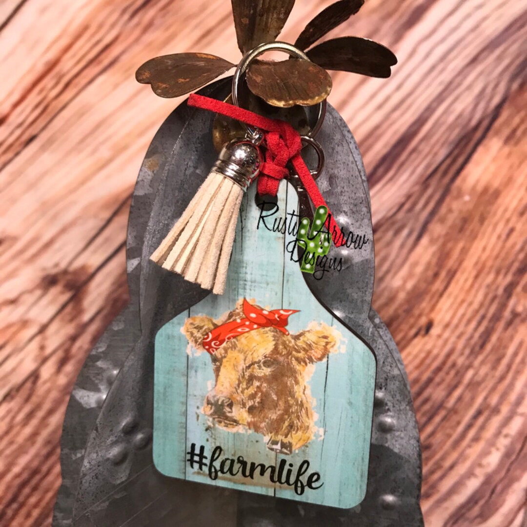 Key Chain Cow Farm Life Livestock Cattle Ear Tag - Etsy