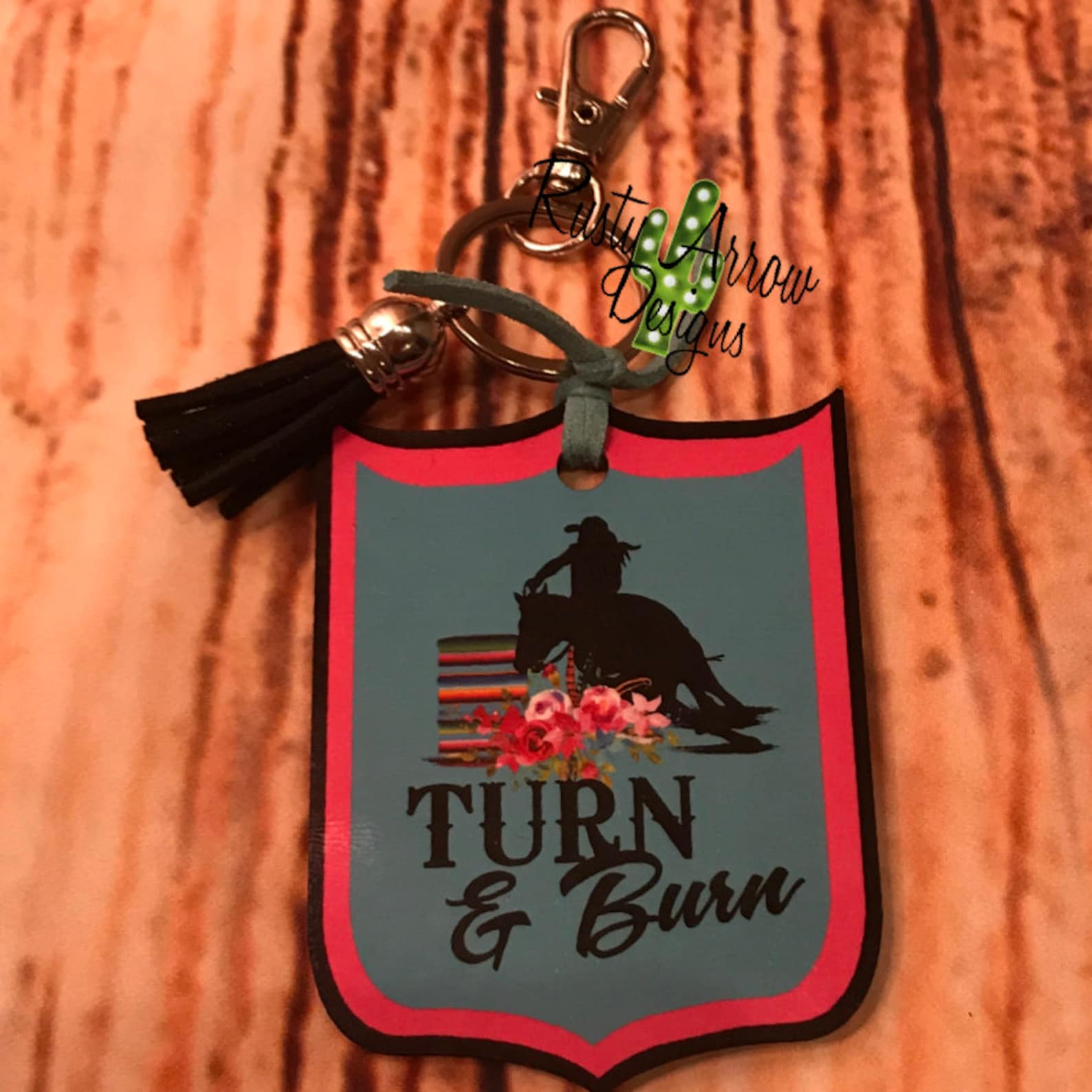 Key Chain Rodeo Back Tag Turn and Burn - Etsy