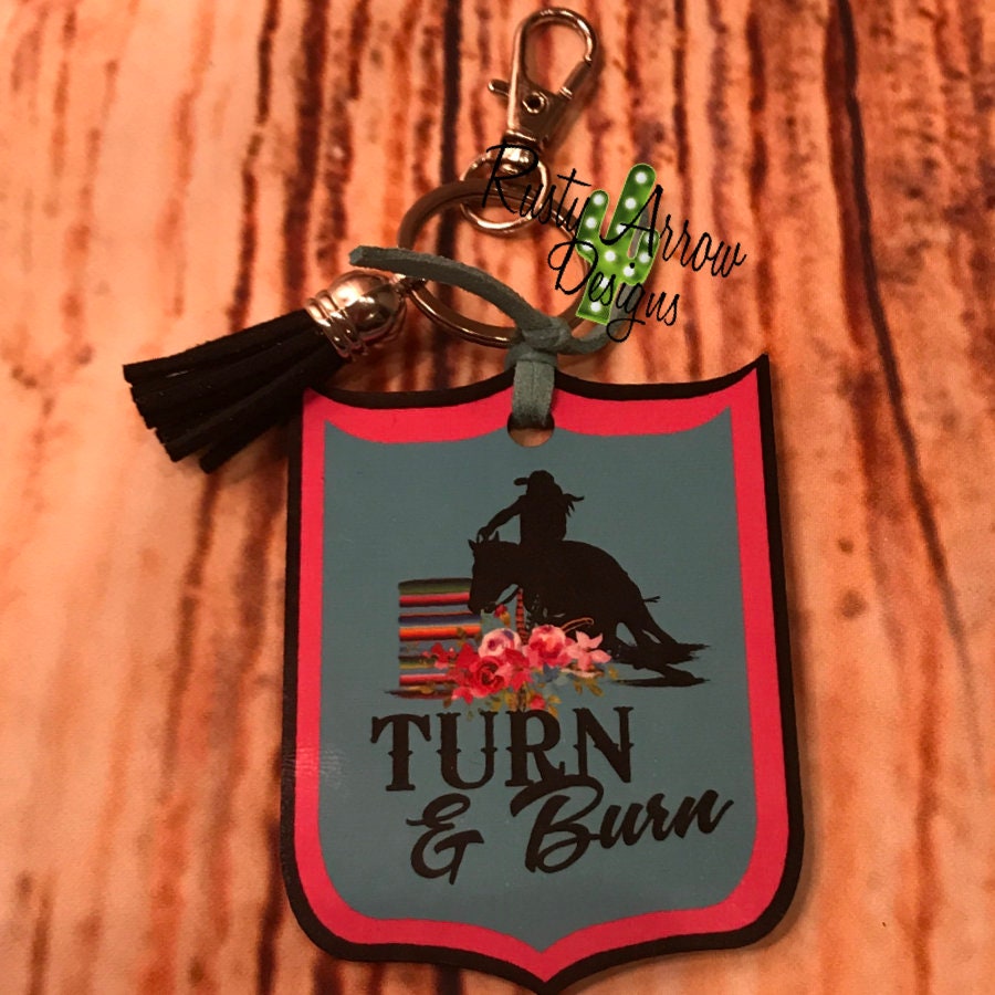 Key Chain Rodeo Back Tag Turn and Burn - Etsy