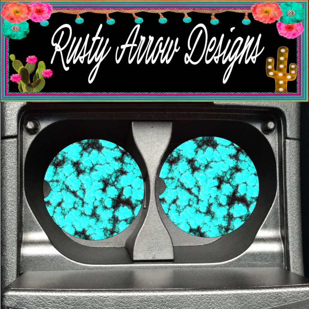 Set of 2 Car Coasters Turquoise Slab Sandstone Car Coasters - Etsy