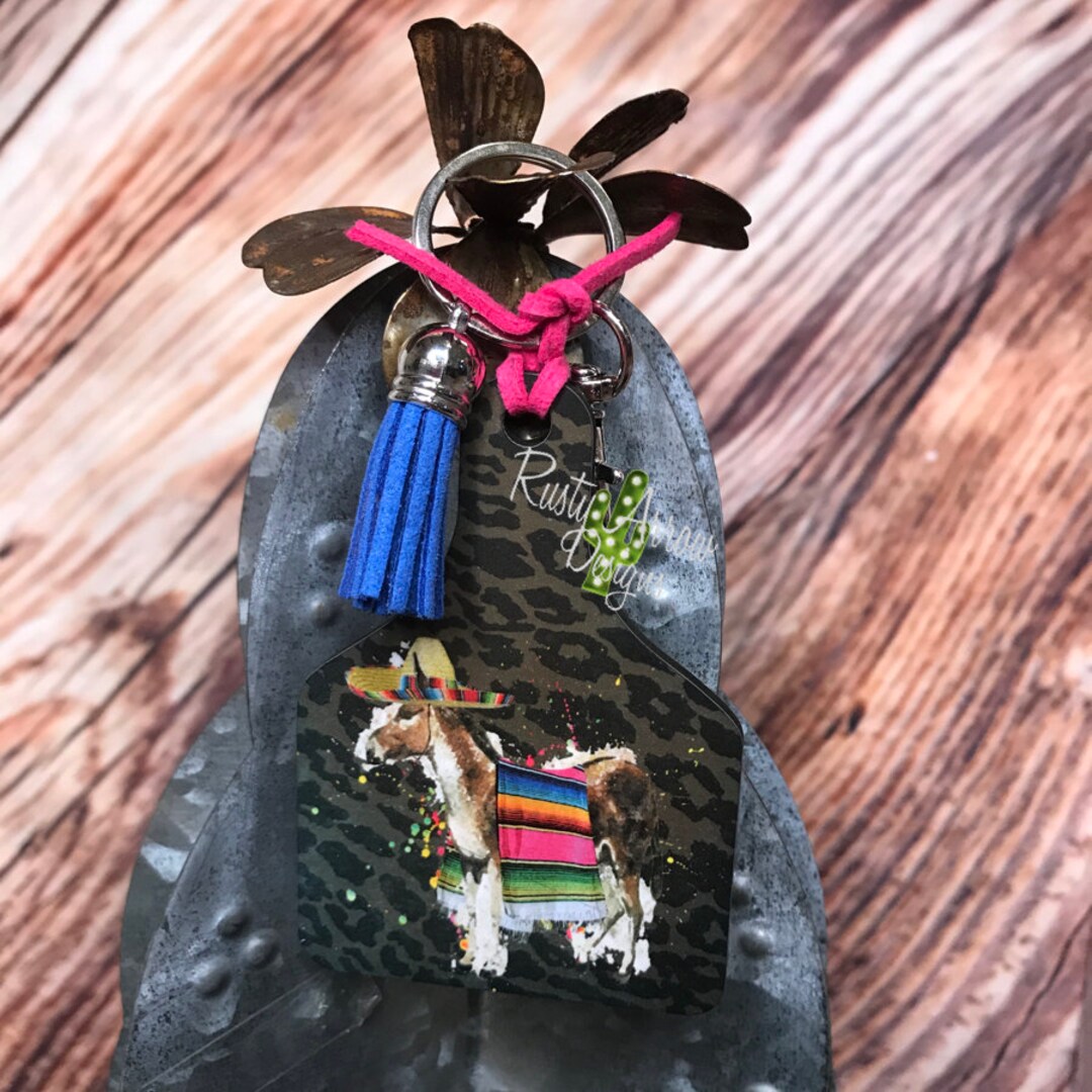 Key Chain Serape Donkey Cattle Ear Tag - Etsy