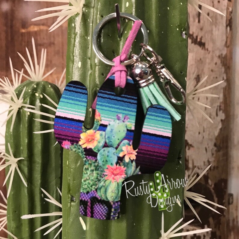 Key Chain Purple Serape Cactus Key Chain | Etsy