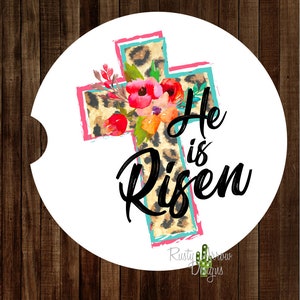 Set of 2 Car Coasters He is Risen Sandstone Car Coasters, Rubber Car ...