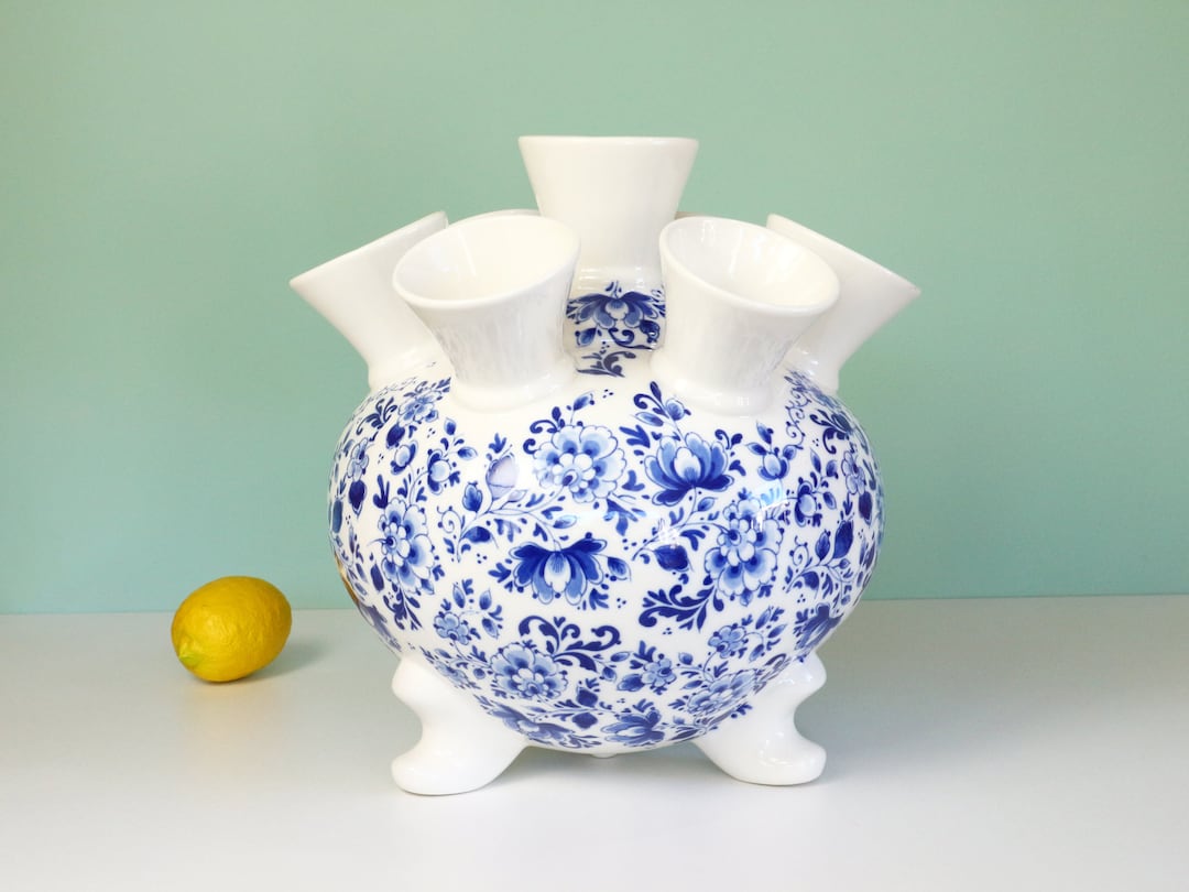 Tulip Vase XL on Legs With a Traditional Delft Blue Decoration - Etsy