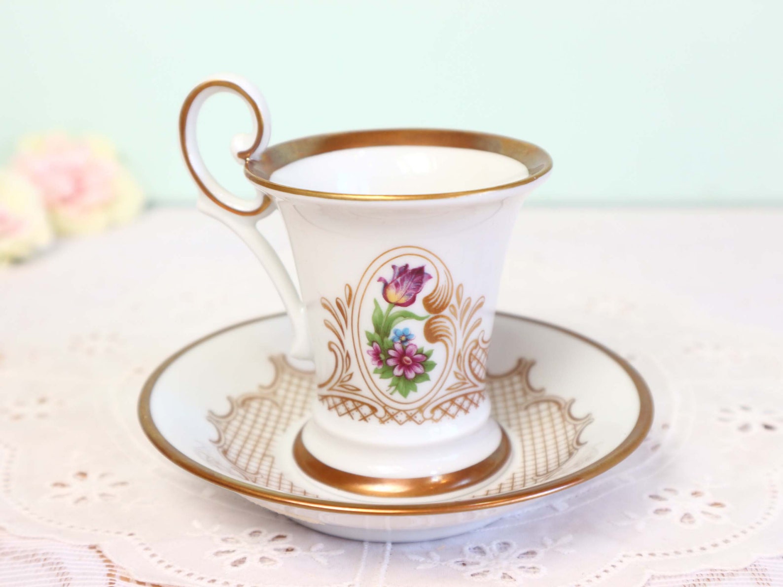 Vintage Weimar Footed Cup and Saucer Demitasse Espresso | Etsy