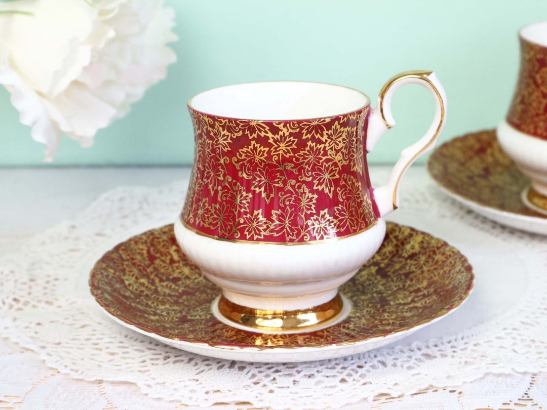 Vintage English Royal Windsor Tea Cup and Saucer, Beautiful Golden ...