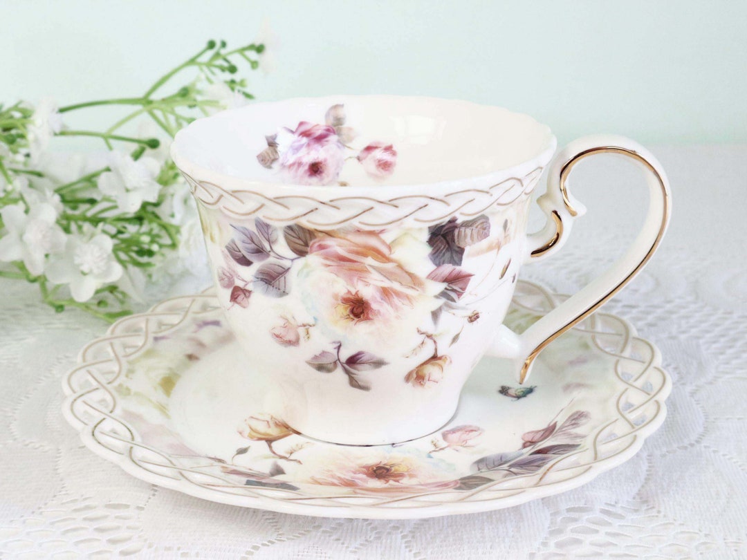 Beautiful Tea Cup and Saucer, High Tea, Bridal Shower Teacup, Wedding ...