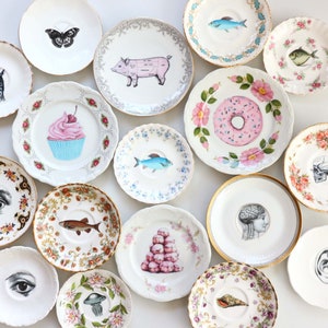 Vintage Wall Plate Altered Art Upcycled Porcelain Plate With - Etsy