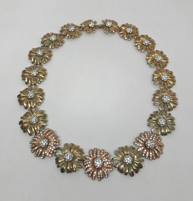 FAB Vintage Rose Gold & Yellow Gold Tone With Clear Rhinestone - Etsy